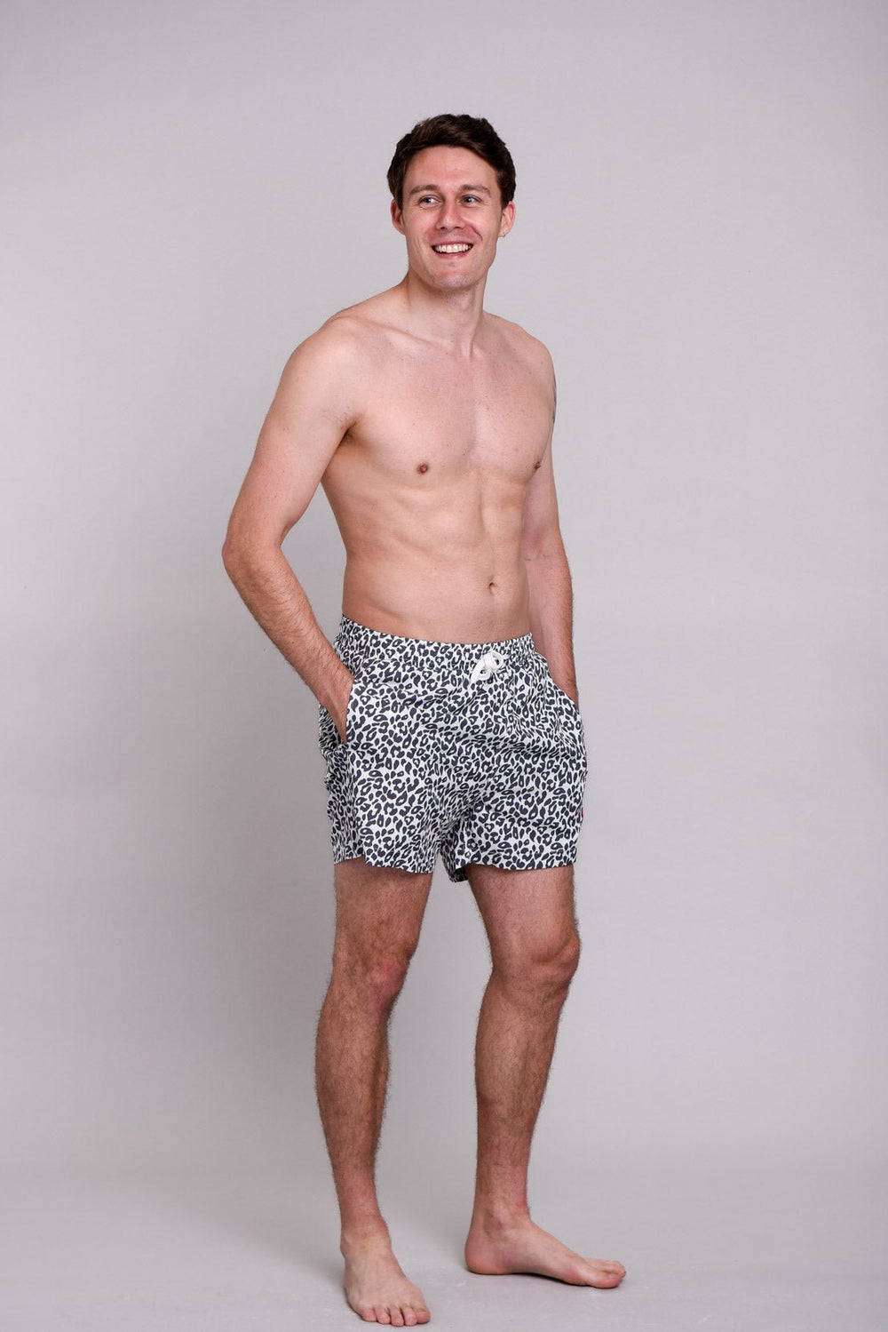 Mens Black / White Leopard Print Swim Shorts – OOSC Clothing