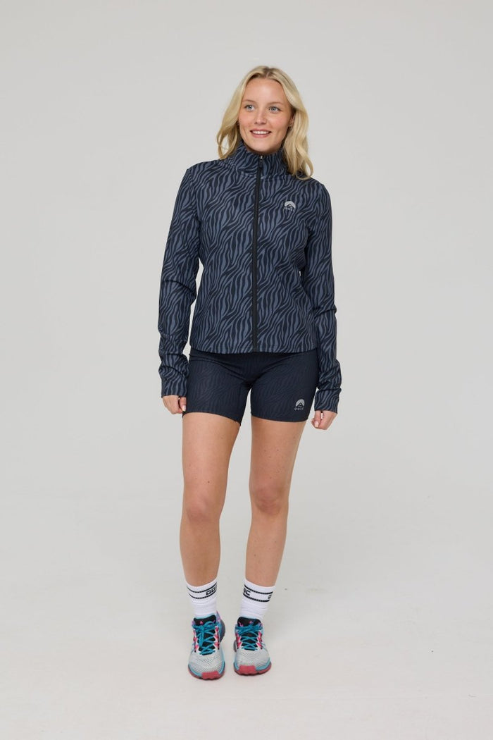 Womens Cropped Zip Jacket | Black Tiger Print - OOSC Clothing