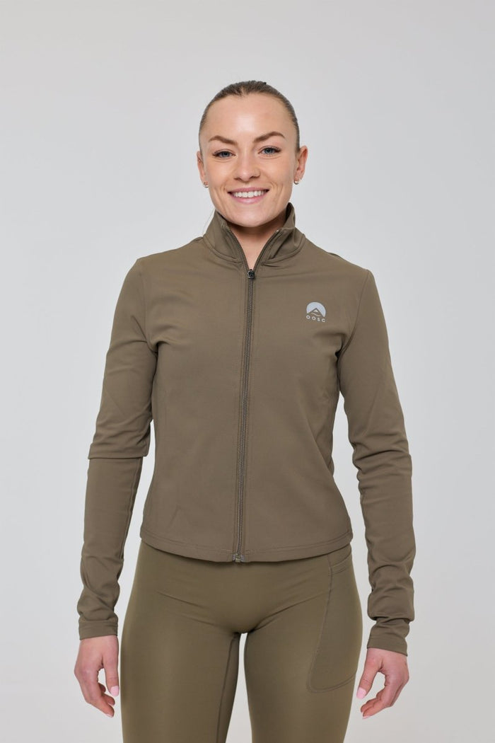 Womens Cropped Zip Jacket | Khaki Green - OOSC Clothing