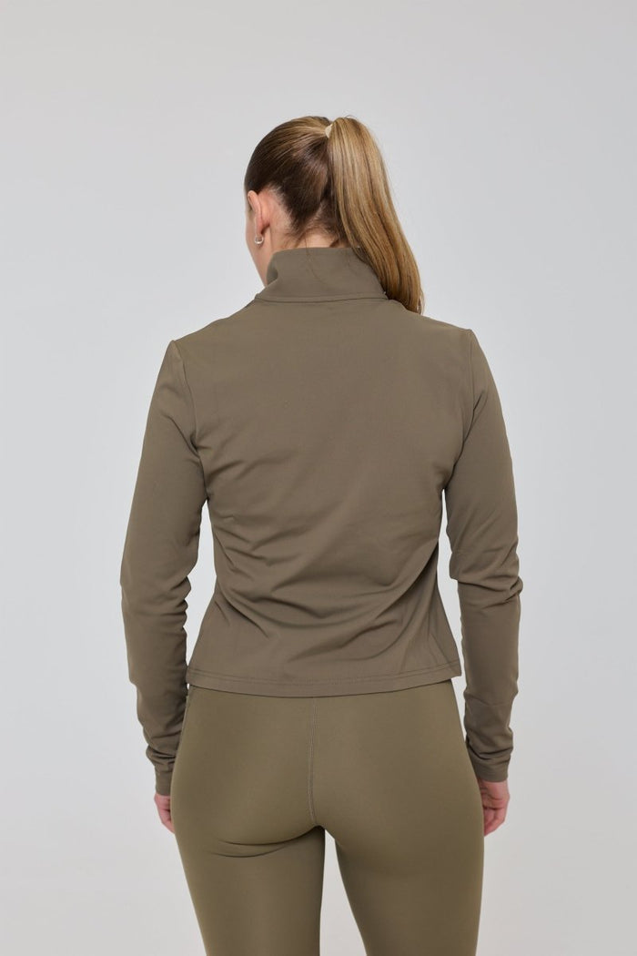 Womens Cropped Zip Jacket | Khaki Green - OOSC Clothing