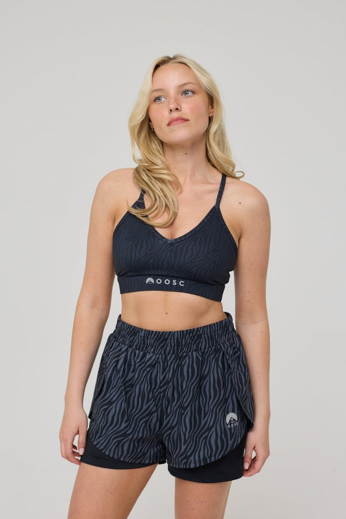 Twin Back Support Sports Bra | Black Tiger Print - OOSC Clothing