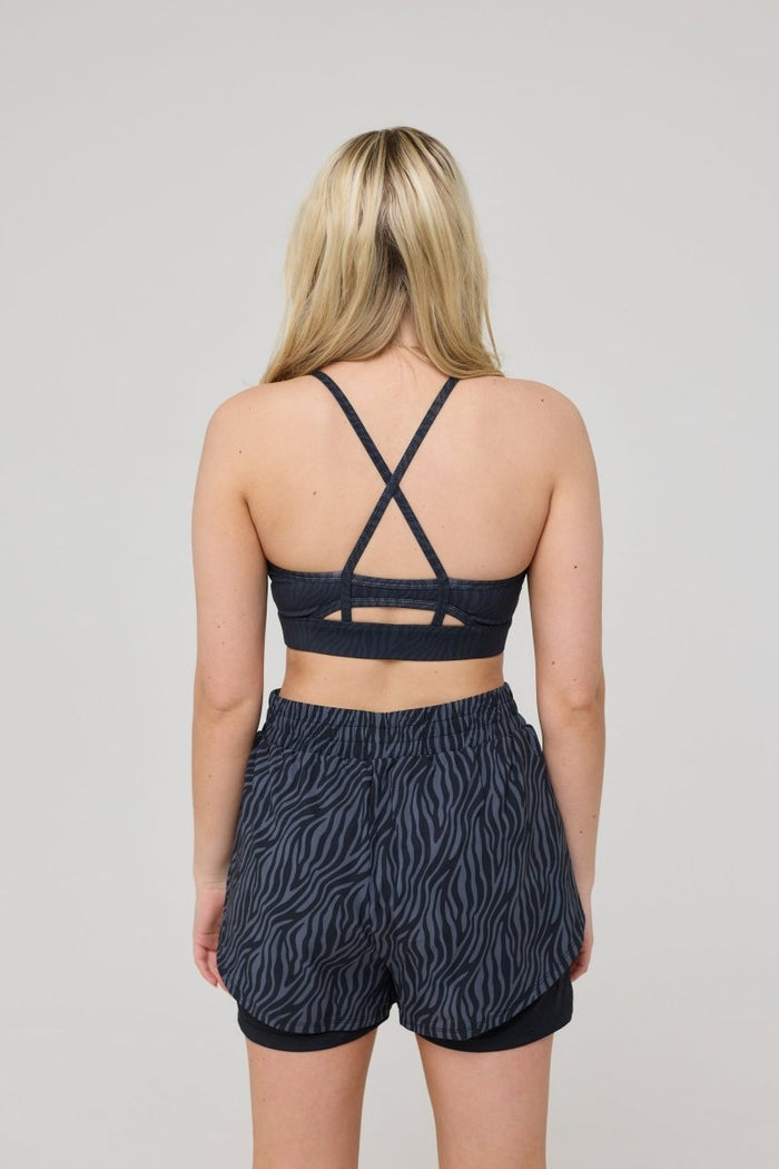 Twin Back Support Sports Bra | Black Tiger Print - OOSC Clothing